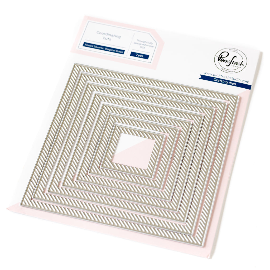 Essentials: Nested Squares Diagonal Stitch die – Pinkfresh Studio