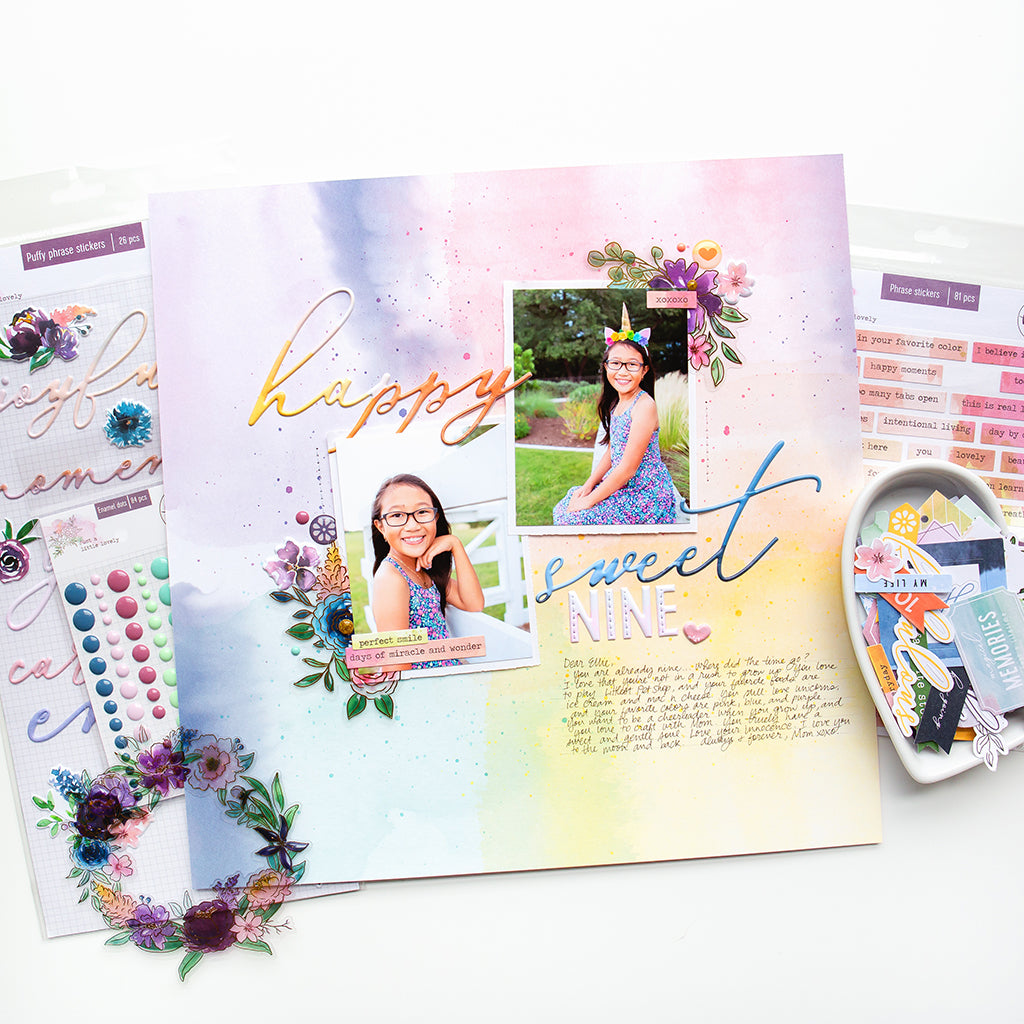 Happy Sweet Layout featuring the new Just A Little Lovely collection ...