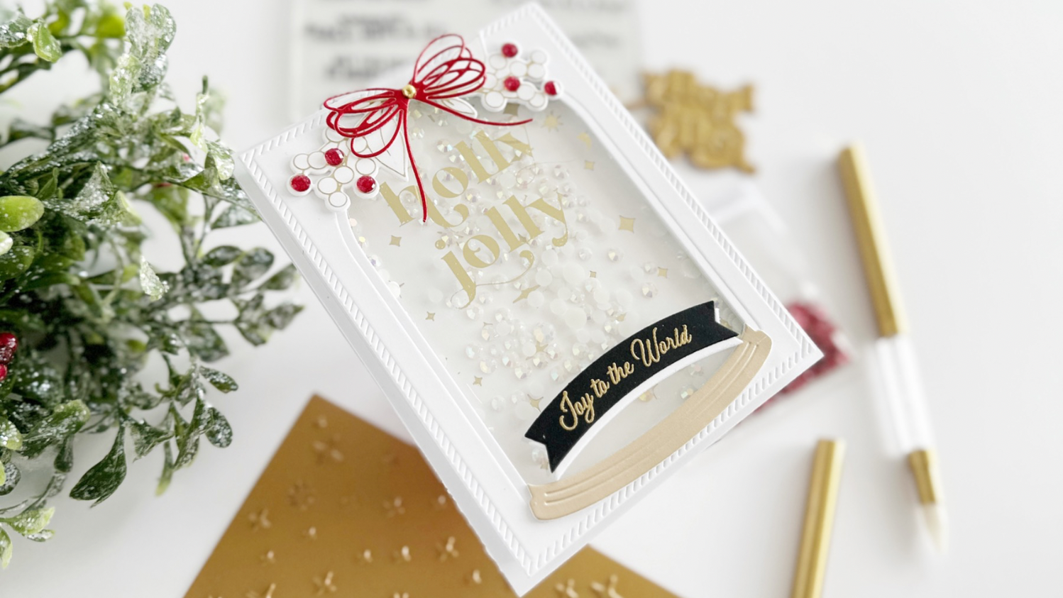 Holly Jolly Shaker Card | Cheryl Espie – Pinkfresh Studio