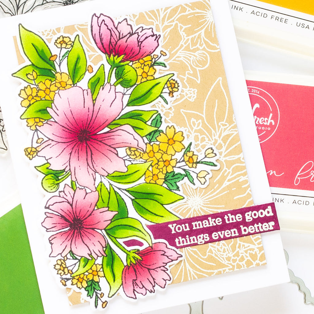 Cheerful Cosmos Bunch Card | Angela Simpson – Pinkfresh Studio