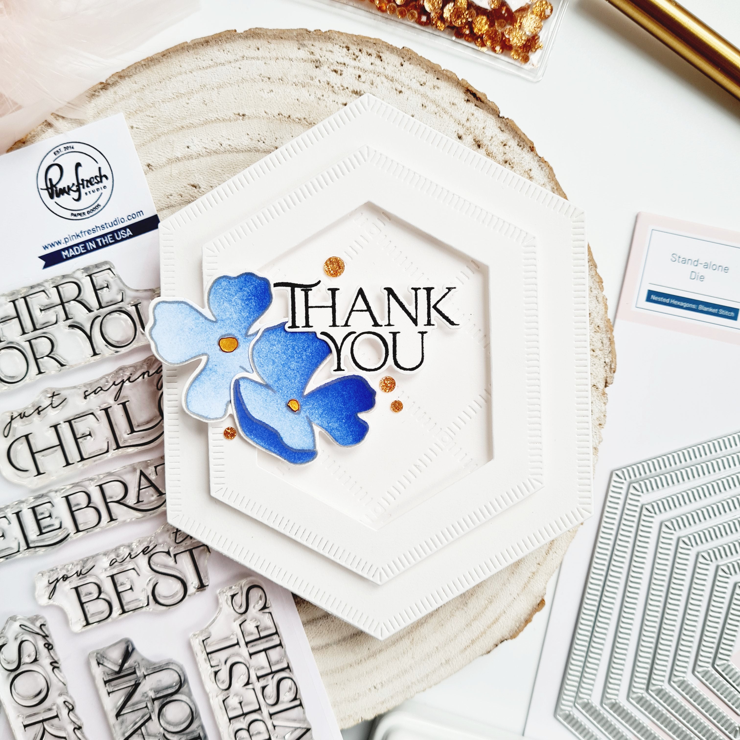 Essentials: Nested Hexagons Blanket Stitched die – Pinkfresh Studio