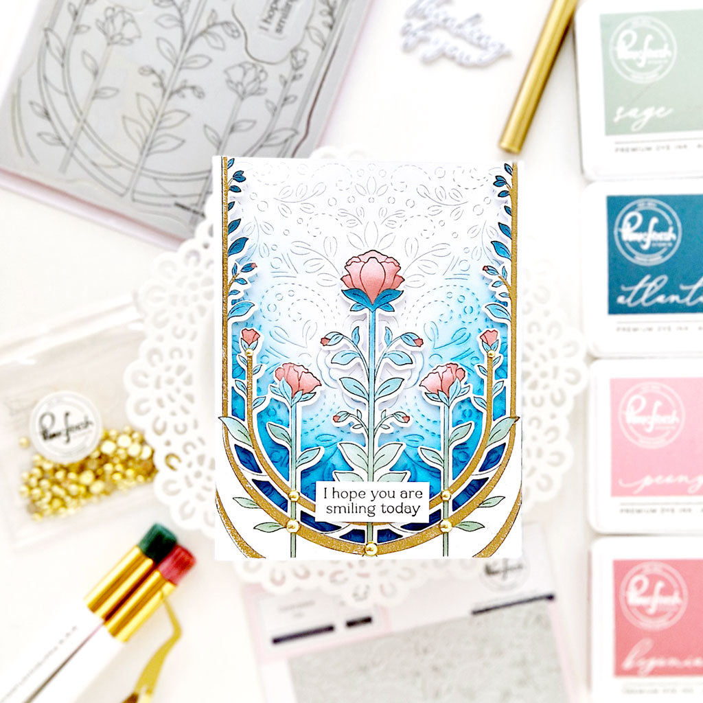 Art Deco Floral Arch cling stamp – Pinkfresh Studio