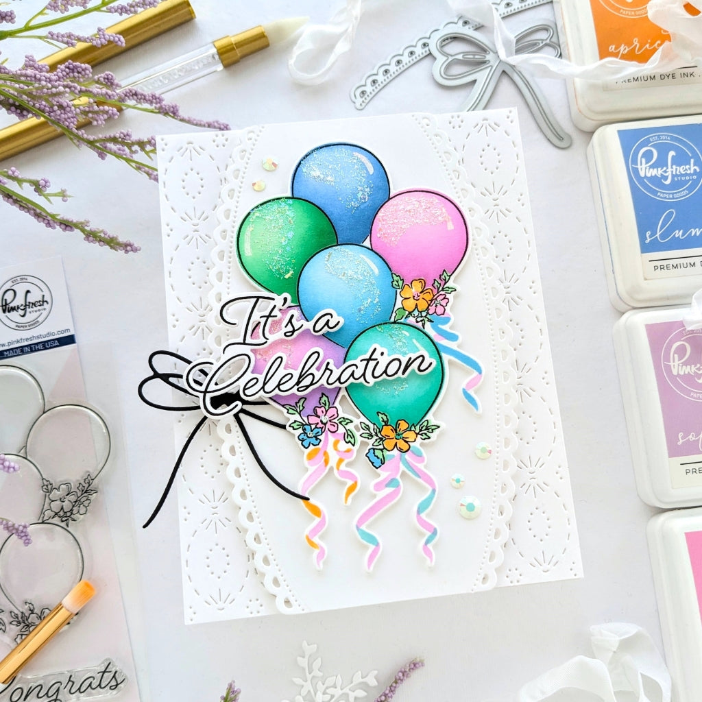 Ribbons & Balloons stamp – Pinkfresh Studio