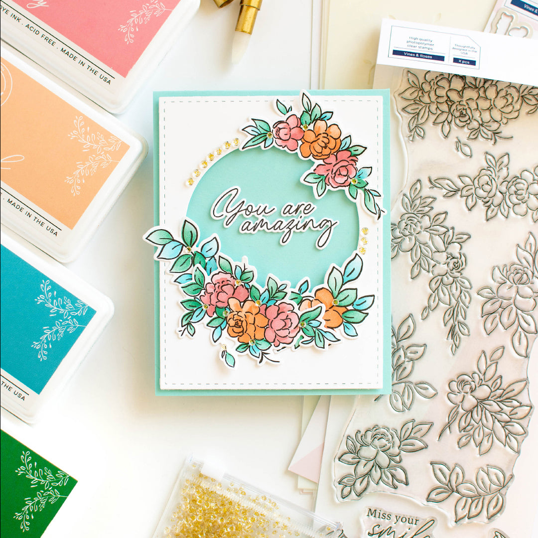 Vines & Roses stamp – Pinkfresh Studio