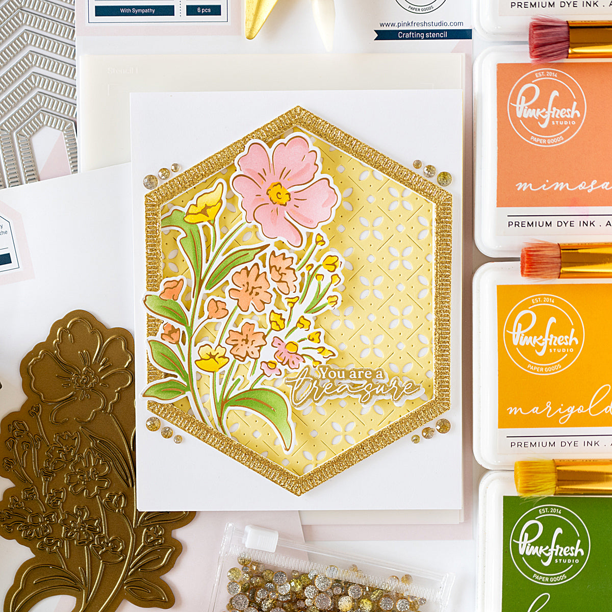 Essentials: Nested Hexagons Blanket Stitched die – Pinkfresh Studio