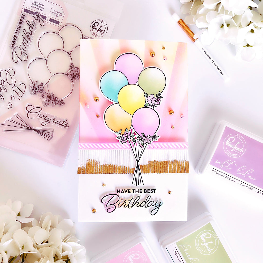 Ribbons & Balloons stamp – Pinkfresh Studio