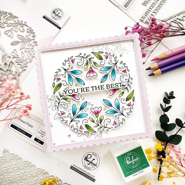 Floral Round Frame press plate – Pinkfresh Studio