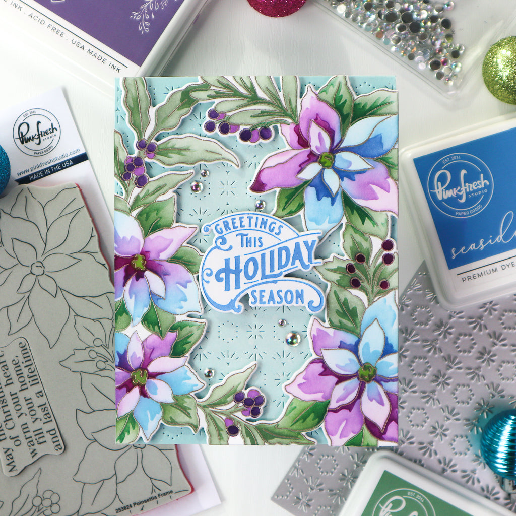 Poinsettia Frame press plate – Pinkfresh Studio