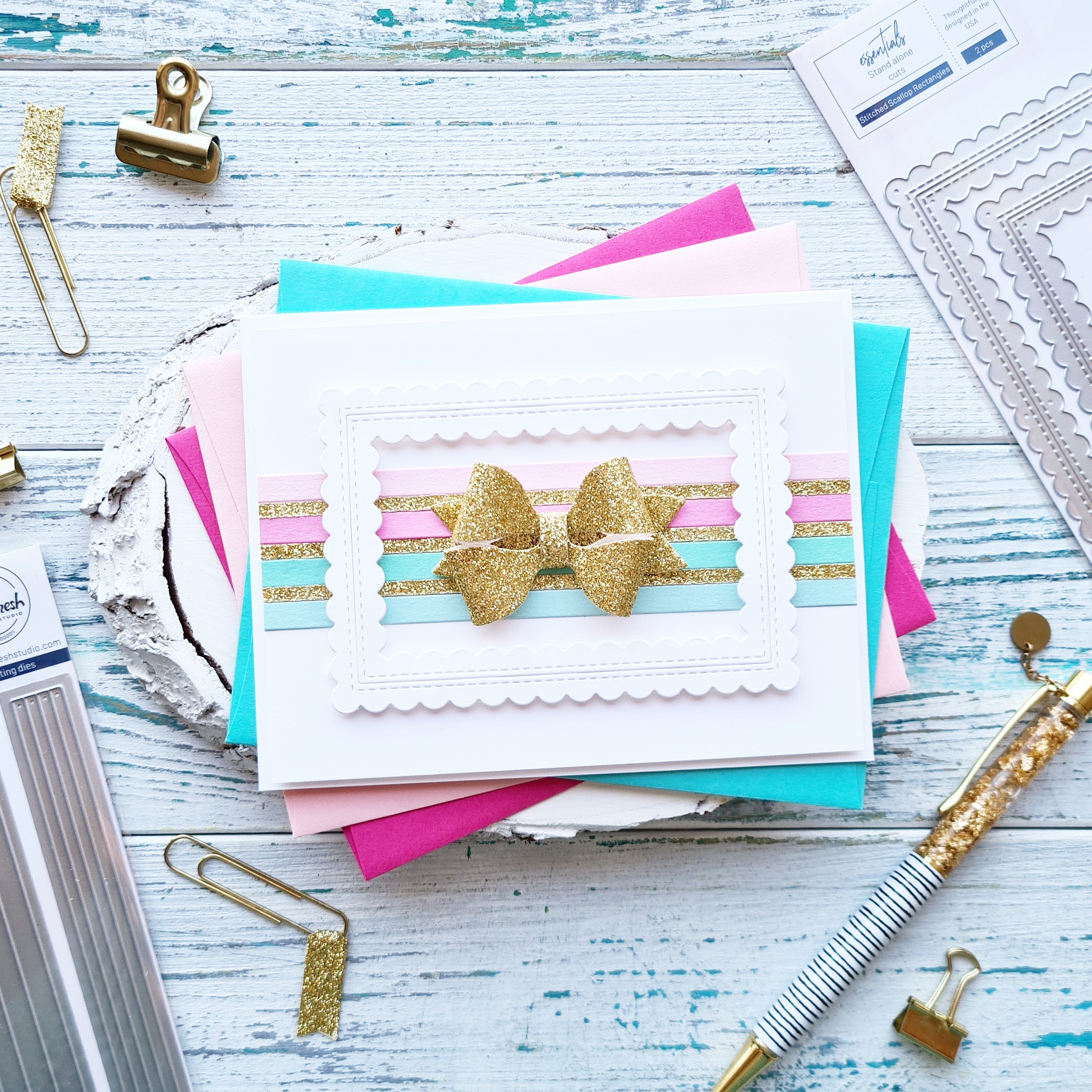 Essentials: Stitched Scallop Rectangles Die Set – Pinkfresh Studio